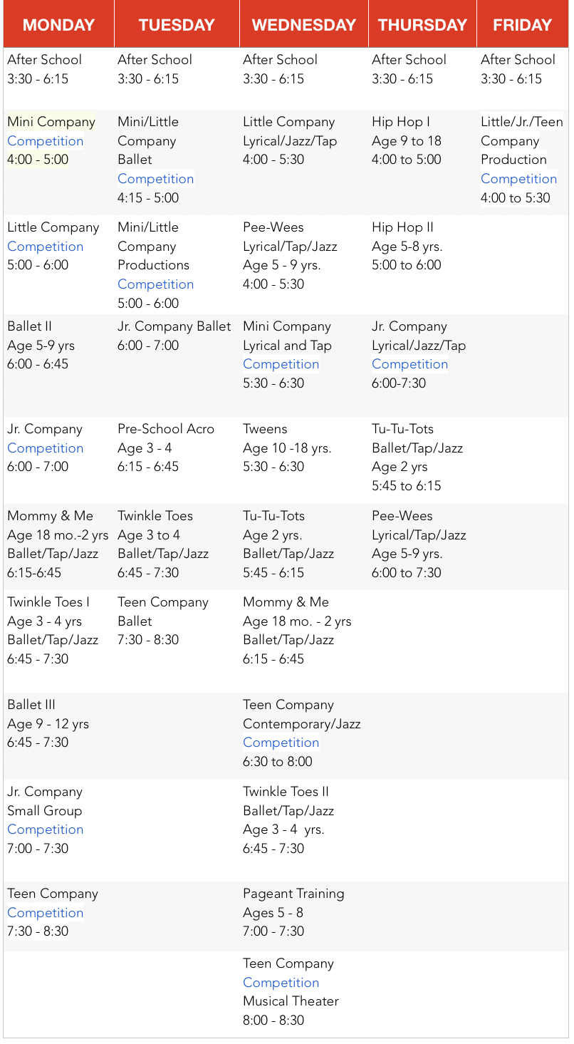 Weekly Schedule – STUDIO 88